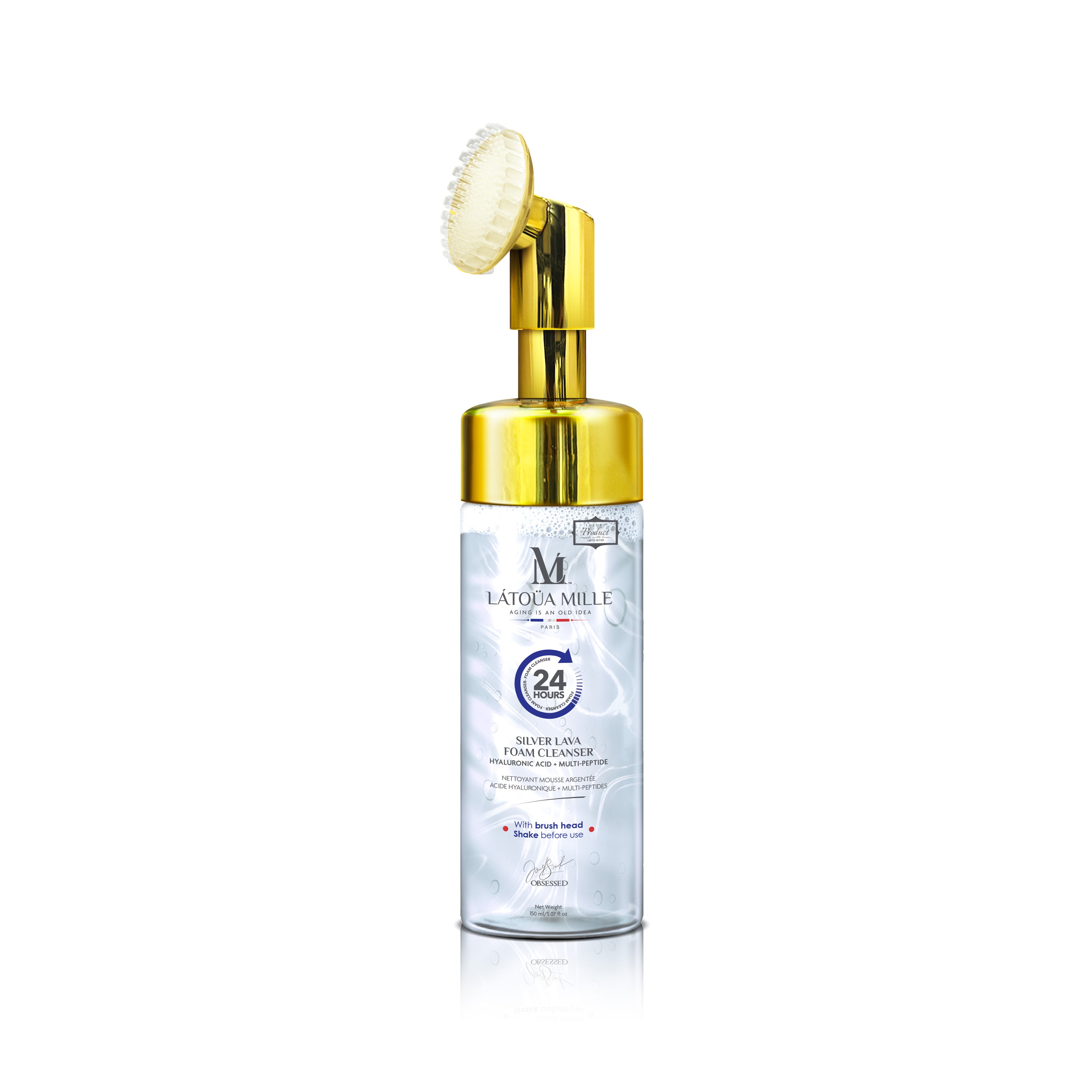 Silver Lava Foam Cleanser Hyaluronic Acid + Multi-Peptide (With Brush ...